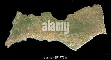 Faro, district of Portugal. High resolution satellite map. Locations of ...