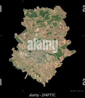 Ilfov, county of Romania. High resolution satellite map. Locations of ...