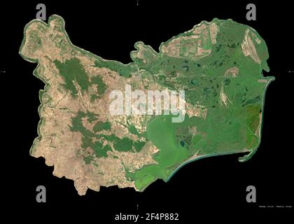 Tulcea, county of Romania. High resolution satellite map. Locations of ...