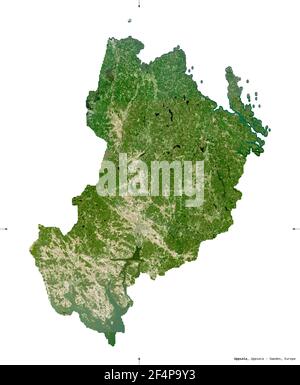 Uppsala, county of Sweden. High resolution satellite map. Corner ...