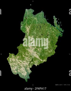 Uppsala, county of Sweden. High resolution satellite map. Locations of ...