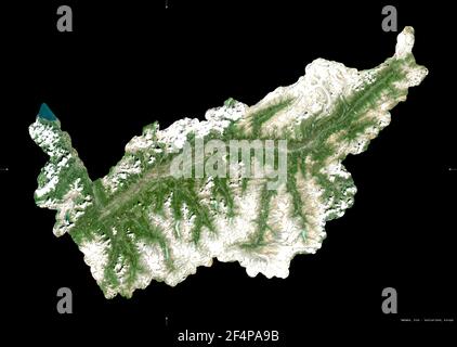 Valais, canton of Switzerland. High resolution satellite map. Locations ...