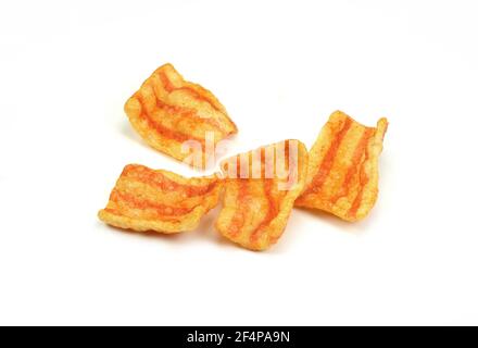Pelleted salted snack bacon isolated on white background Stock Photo ...