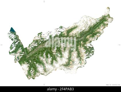 Valais, canton of Switzerland. High resolution satellite map. Corner ...