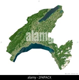 Vaud, canton of Switzerland. High resolution satellite map. Corner ...