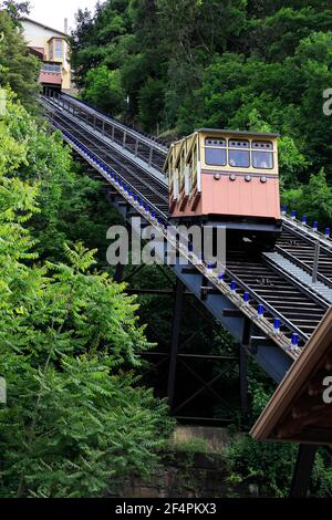 Monongahela Incline climbing the hill of Mount Washington.Pittsburgh ...