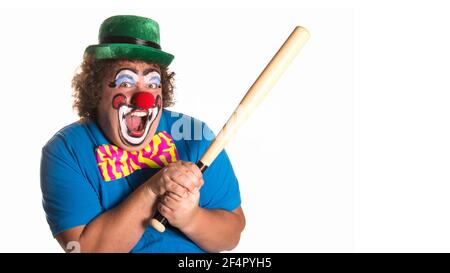 Holidays. Funny fat clown. White background Stock Photo - Alamy