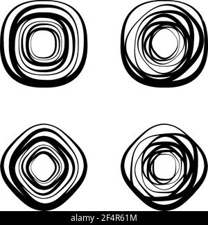 Geometric Concentric Shape Line Art Drawing Vector Illustration Stock ...