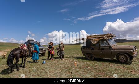 Mongolian Nomad Family Moving Away Stock Photo - Alamy