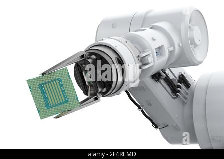 3d rendering robotic arm with chipset for semiconductor manufacturing ...