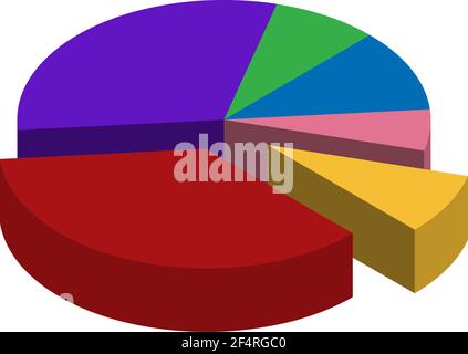 Segment chart icon flat vector. Market target. Business share isolated ...
