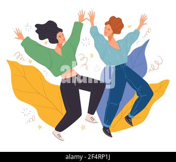 Surprise party, dancing female characters vector Stock Vector Image ...