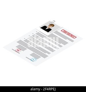 Files with top secret document isometric view isolated on white ...
