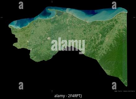 Colon, department of Honduras. High resolution satellite map. Locations ...