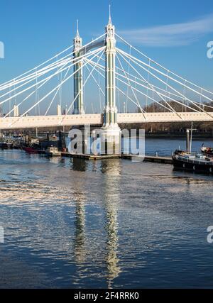 Albert bridge with barges Stock Photo - Alamy