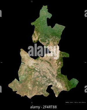 Puebla, state of Mexico. High resolution satellite map. Locations and ...