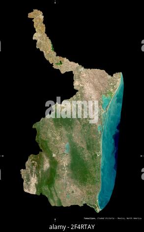 Tamaulipas, state of Mexico. High resolution satellite map. Locations ...