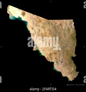 Shape of Sonora, state of Mexico, with its capital isolated on white ...