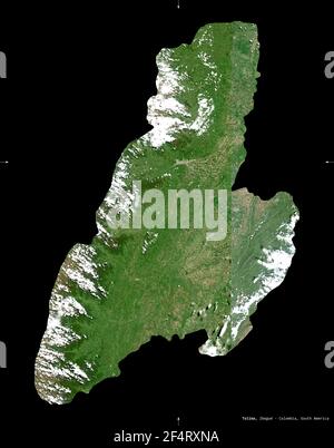 Shape of Tolima, department of Colombia, with its capital isolated on a ...