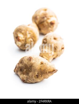 Jerusalem artichoke isolated on white background. Top view. Flat lay ...