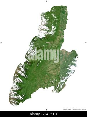 Shape of Tolima, department of Colombia, with its capital isolated on ...