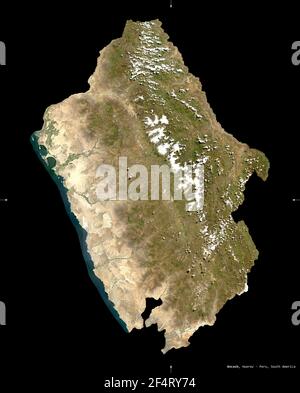 Ancash, region of Peru. High resolution satellite map. Locations of ...