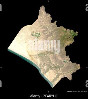 Lambayeque, region of Peru. High resolution satellite map. Locations ...