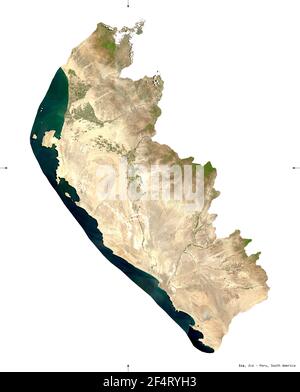 Ica, region of Peru. High resolution satellite map. Locations of major ...