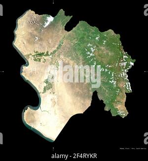 Piura, region of Peru. High resolution satellite map. Corner auxiliary ...