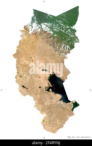 Puno, region of Peru. High resolution satellite map. Corner auxiliary ...