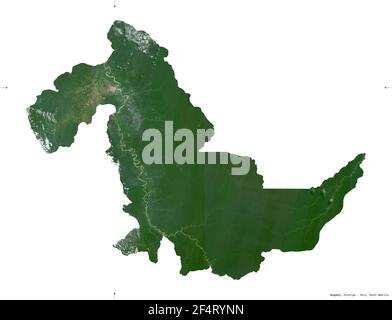 Ucayali, region of Peru. High resolution satellite map. Locations and ...