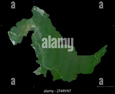 Ucayali, region of Peru. High resolution satellite map. Locations and ...