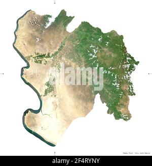 Piura, region of Peru. High resolution satellite map. Corner auxiliary ...