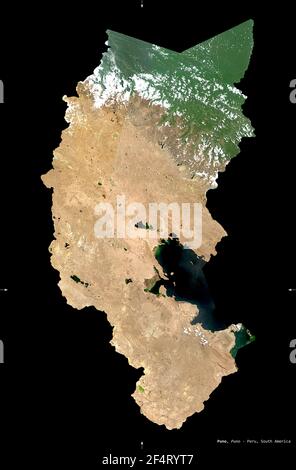 Puno, region of Peru. Sentinel-2 satellite imagery. Shape isolated on ...