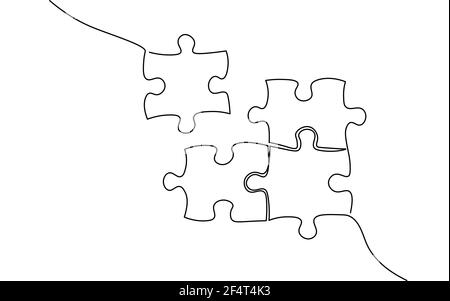Continuous one line puzzle drawing. One line puzzle. Vector ...