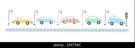 Traffic jam from the city graphic black white landscape sketch ...