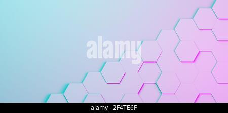 Diagonal arrangement of hexagons or honeycombs tiles, 3D rendering hexagonal wallpaper ...