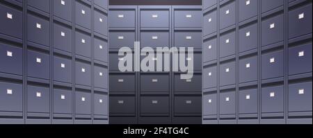 File cabinet, office archive storage with drawers for documents, paper data, library or registry ...