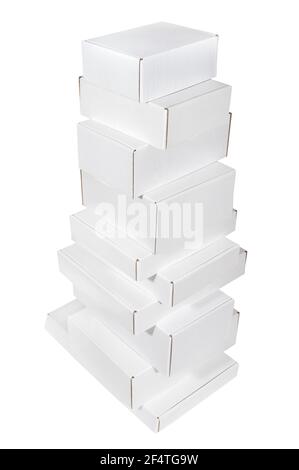 Set of new blank white cardboard box different sizes Stock Photo - Alamy