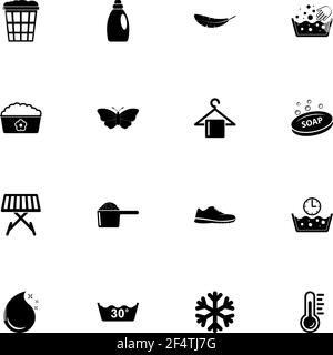 Washing machine manual icon set. Signs and symbols for washing machine ...