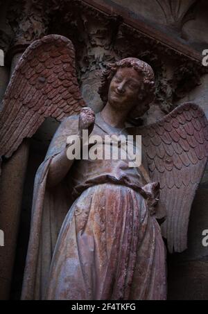 The famous Smiling Angel statue on Reims Cathedral in France Stock ...