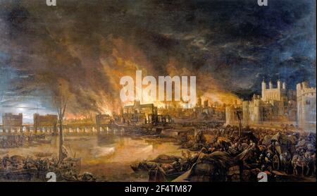 Great Fire Of London, painting, 1675 Stock Photo - Alamy