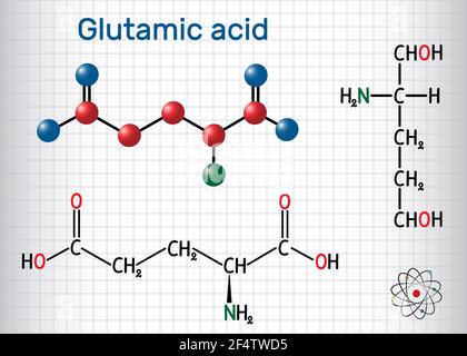 Glutamic acid (L- glutamic acid, Glu, E) aliphatic amino acid molecule ...