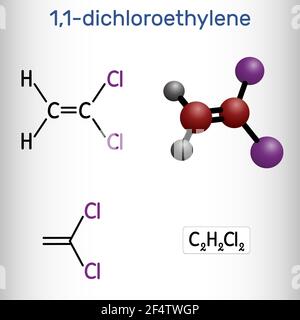 Polyvinylidene chloride (PVDC) polymer, chemical structure. Skeletal ...
