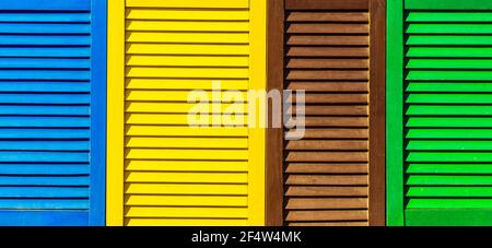 Part of modern interior with colorful patterned texture of wooden ...