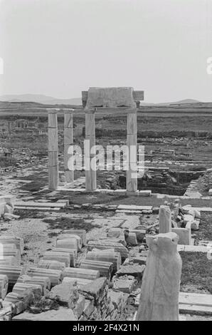 Travel photos Greece. Delos (city). Antique ruins. Tourists visit Stock ...