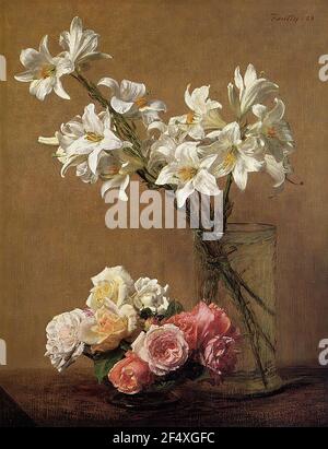 Roses and Lilies. Henri Fantin-Latour. 1888 Stock Photo - Alamy