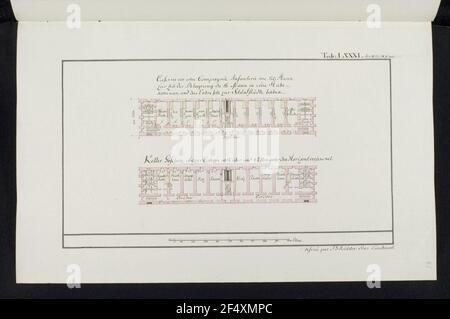 Barracks, ideal design, floor plans earth and upper floor Stock Photo ...