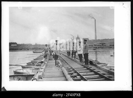 German railway troops. Field path pontoon bridge Stock Photo - Alamy