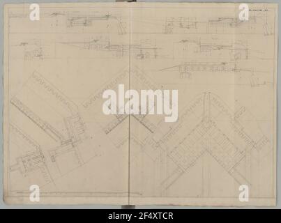 Fortress construction, ideal design, bastionairing, floor plans, cuts ...